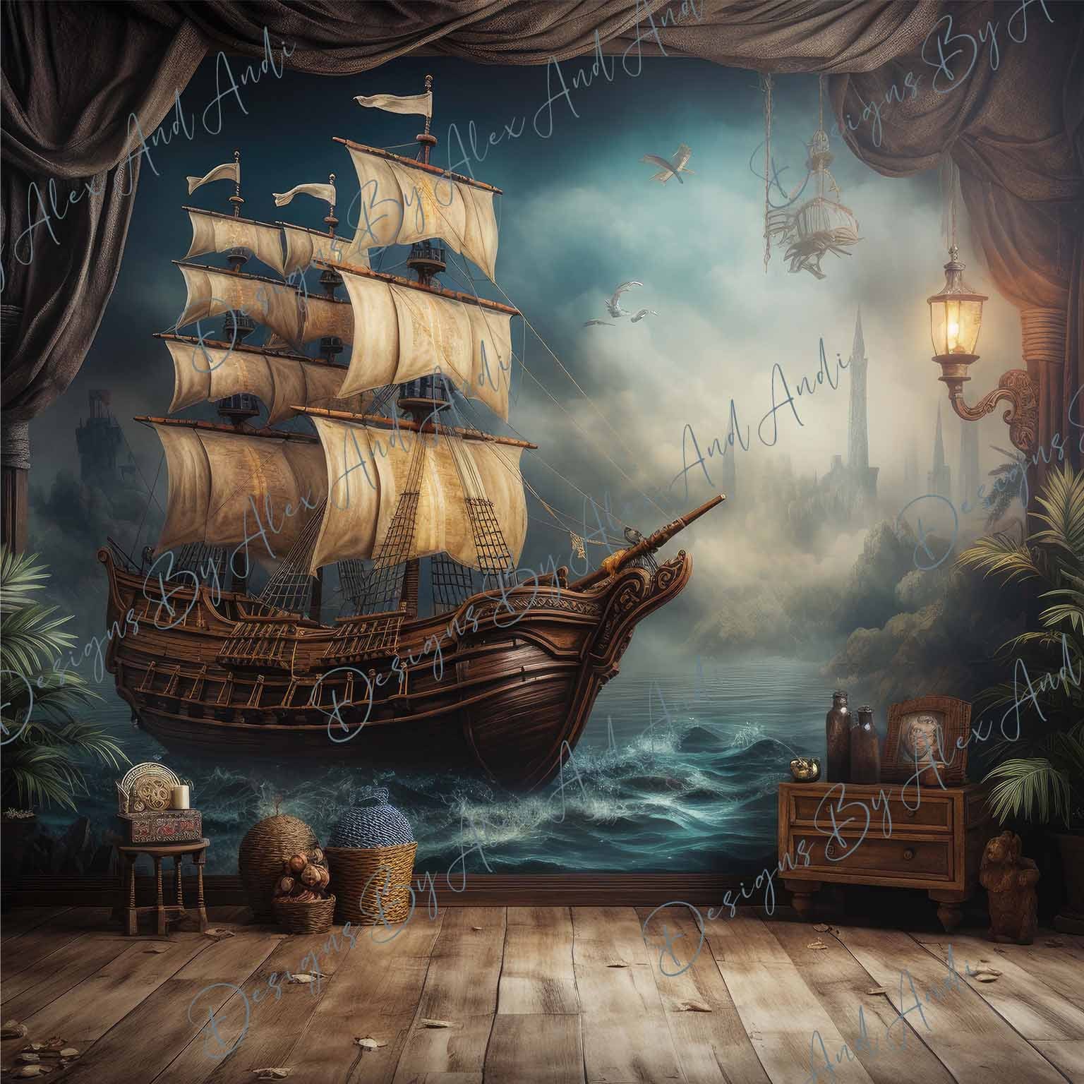 Pirate Backdrop Background Digital Birthday Child Photo Shoot Picture ...