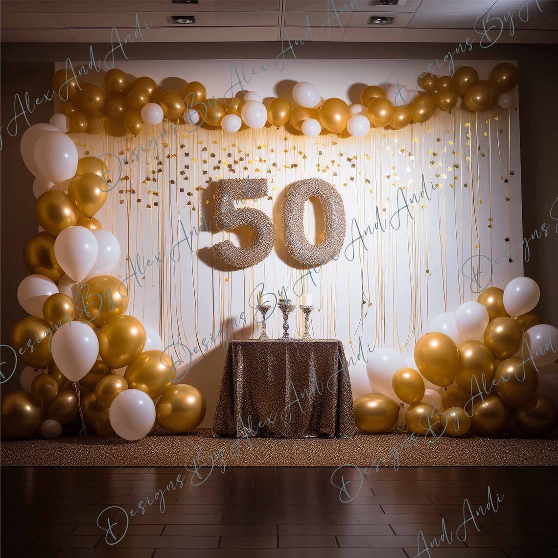 50th Birthday Digital Backdrop Overlay Background Event Photo Shoot ...