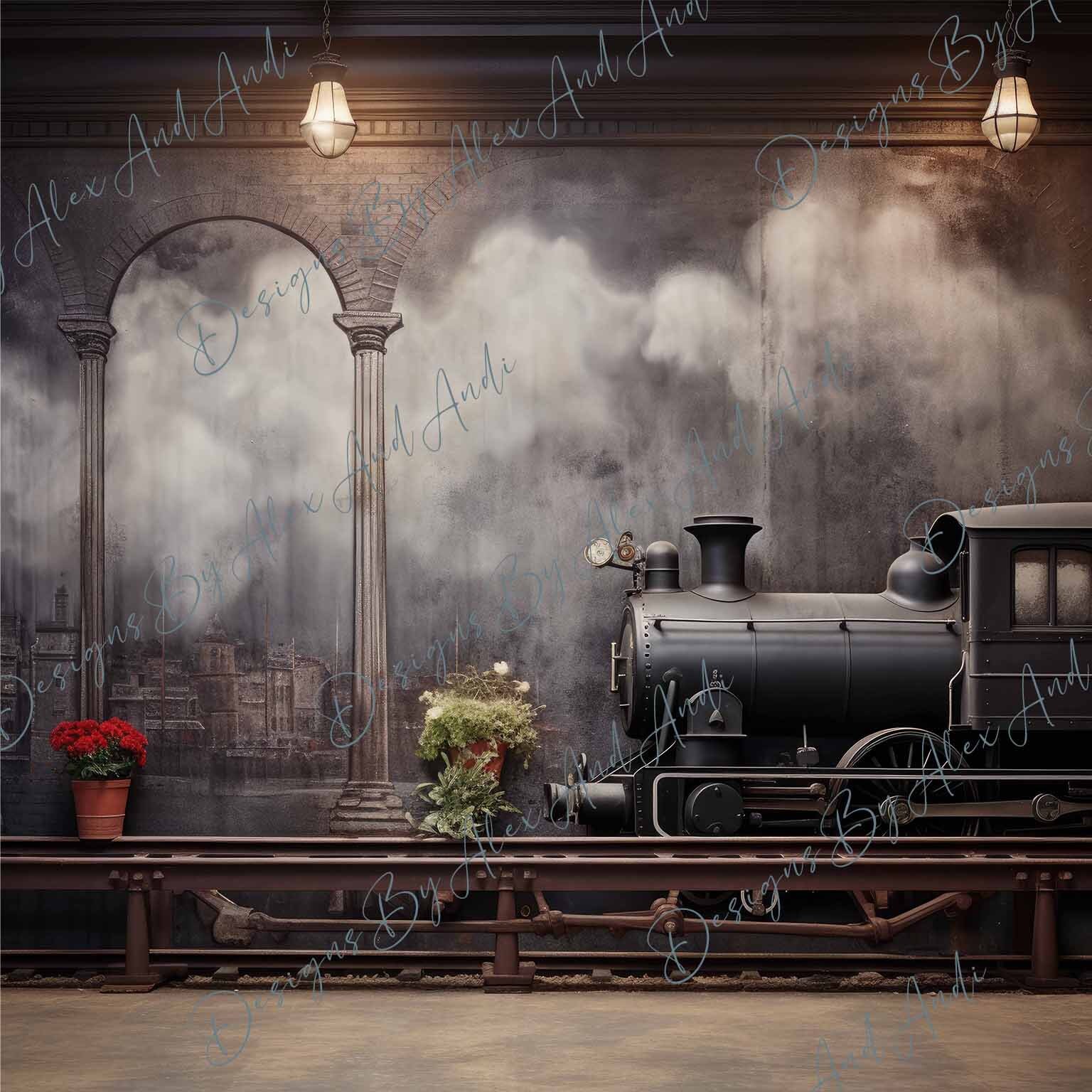 Train Station Digital Backdrop Overlay Child Background Photo Shoot ...