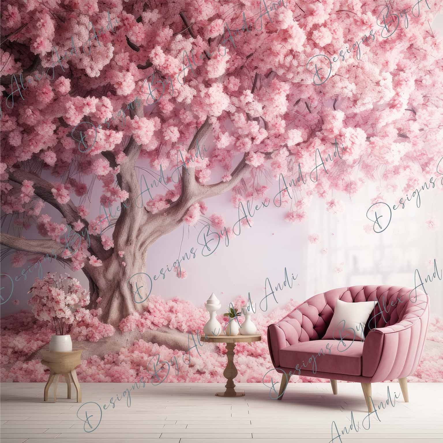 Modern Cherry Blossom Digital Backdrop Overlay Background Wedding ...