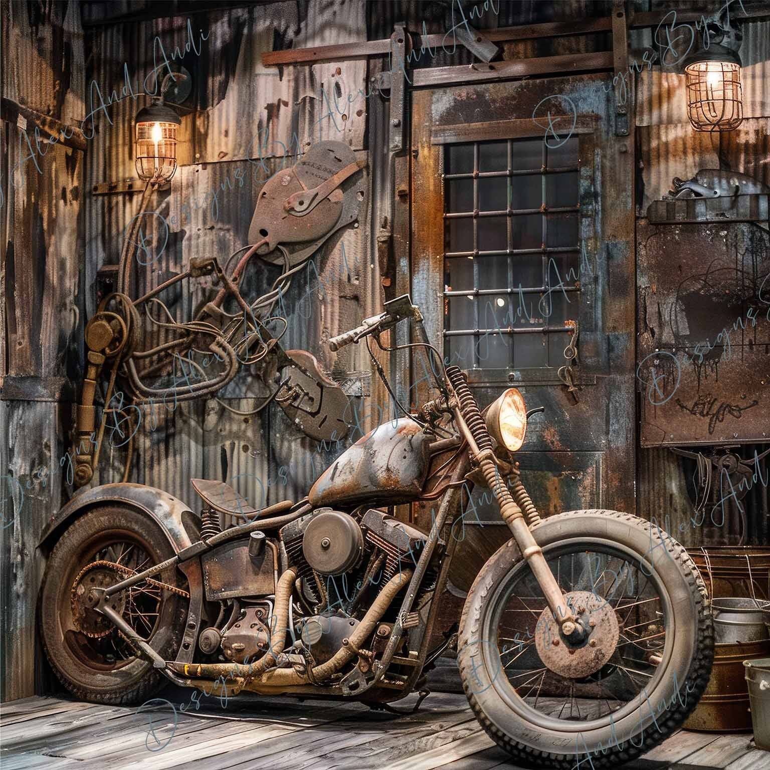 Motorcycle Digital Backdrop Overlay Wedding Background Event Photo ...