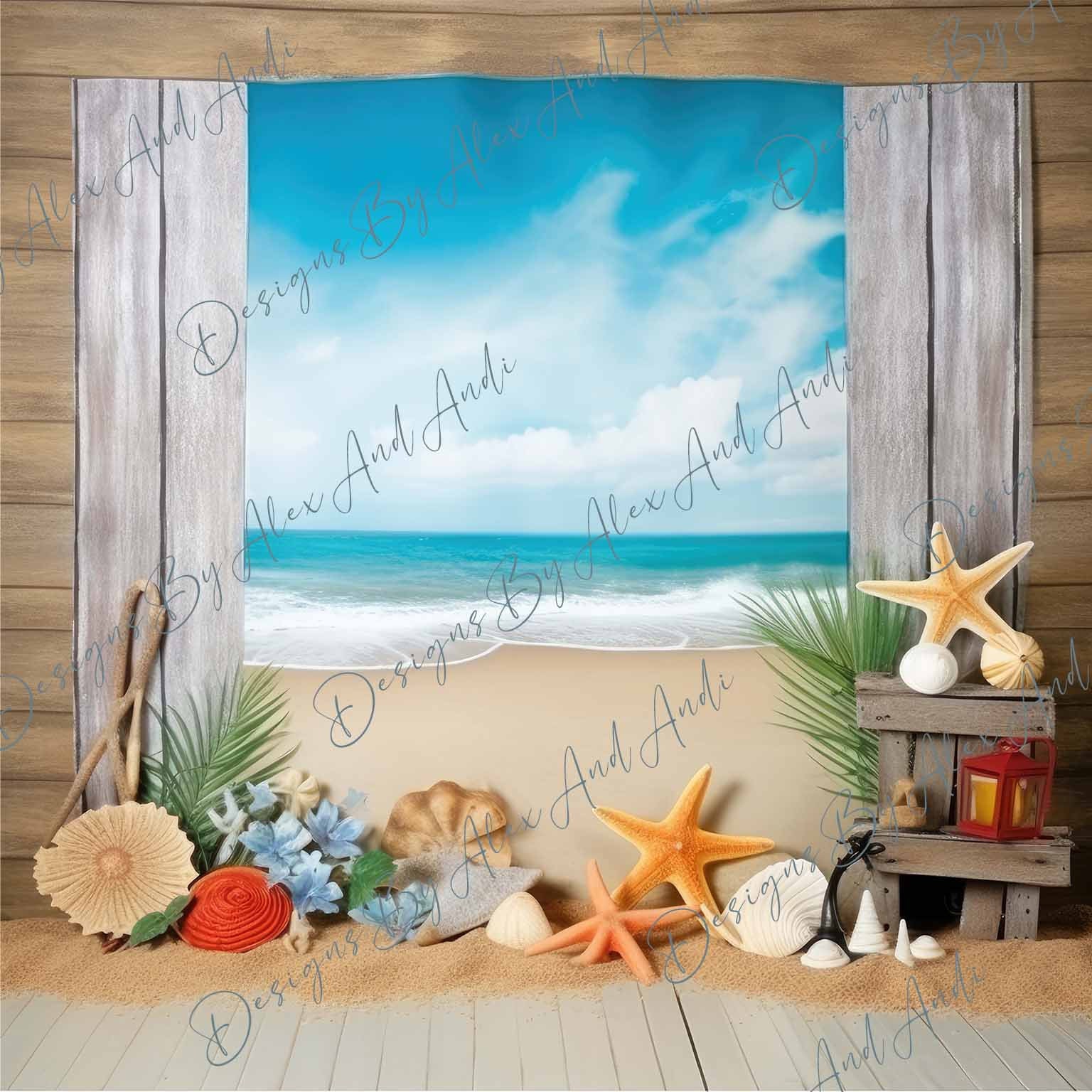 Beach Backdrop Background Digital Photo Shoot Sunny Sand Sea - Etsy
