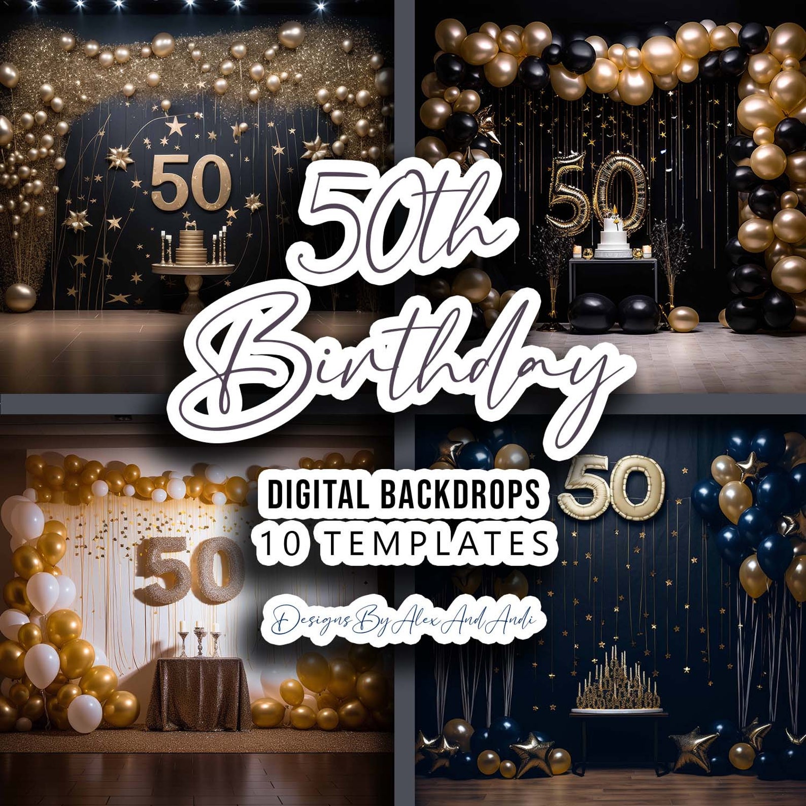 50th Birthday Digital Backdrop Overlay Background Event Photo Shoot ...