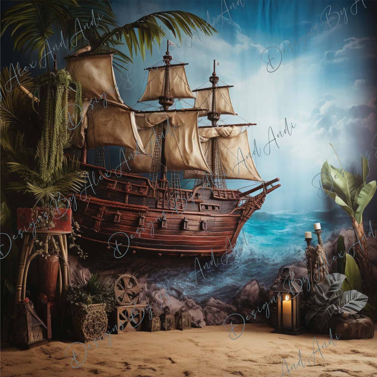 Pirate Backdrop Background Digital Birthday Child Photo Shoot Picture ...
