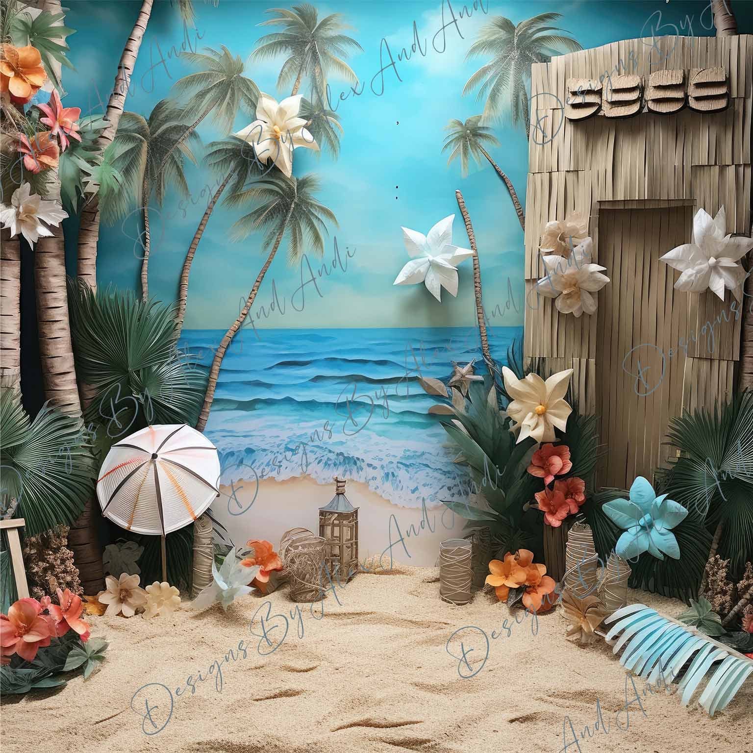 Sandy Beach Backdrop Background Digital Birthday Child Photo Shoot ...