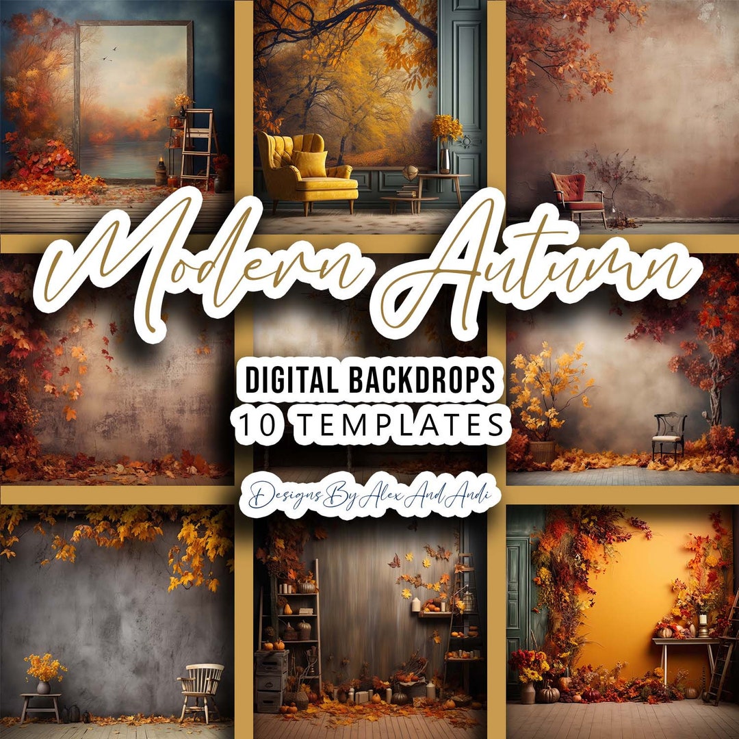 Modern Autumn Digital Backdrop Background Birthday Child Photo Shoot ...