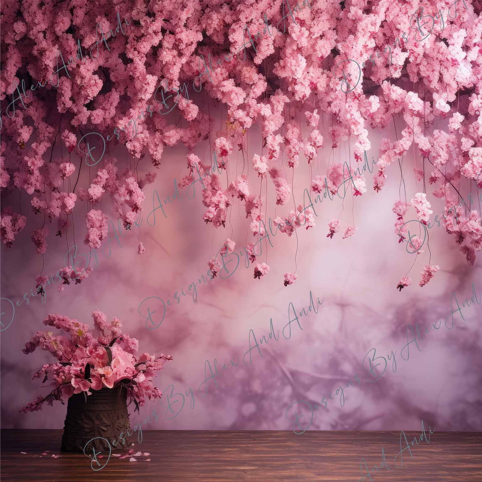 Modern Cherry Blossom Digital Backdrop Overlay Background Wedding ...