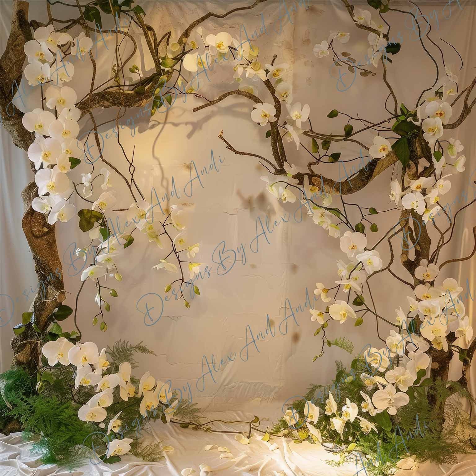 Orchid Tree Wedding Digital Background Backdrop Overlay Wedding Bridal ...