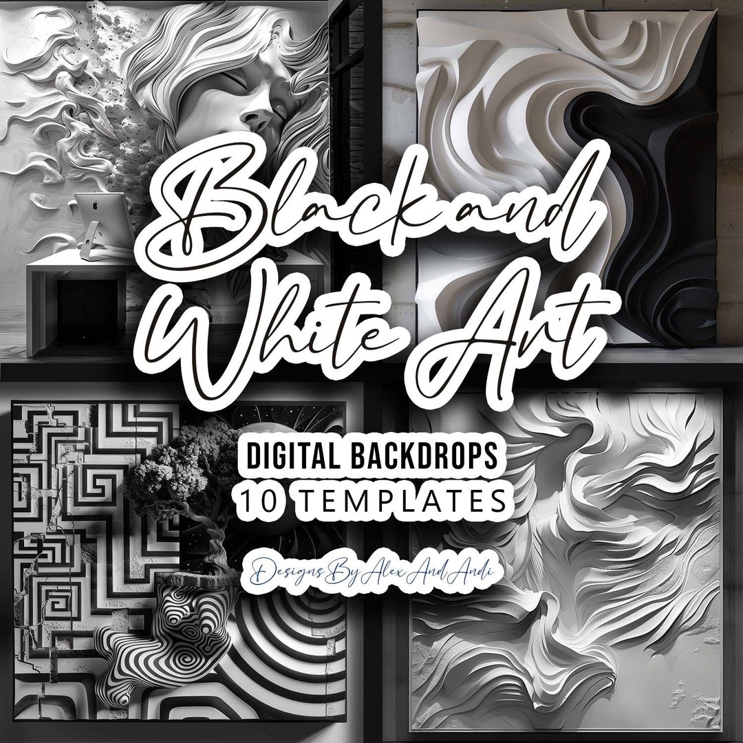 Black and White Art Backdrop Model Photo Shoot Studio Overlay Art Event ...