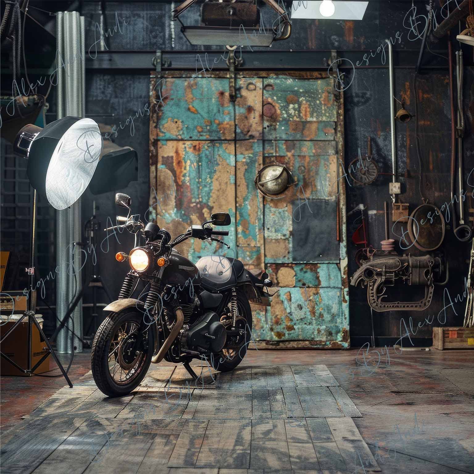 Motorcycle Studio Digital Background Backdrop Overlay Party Photo Shoot ...