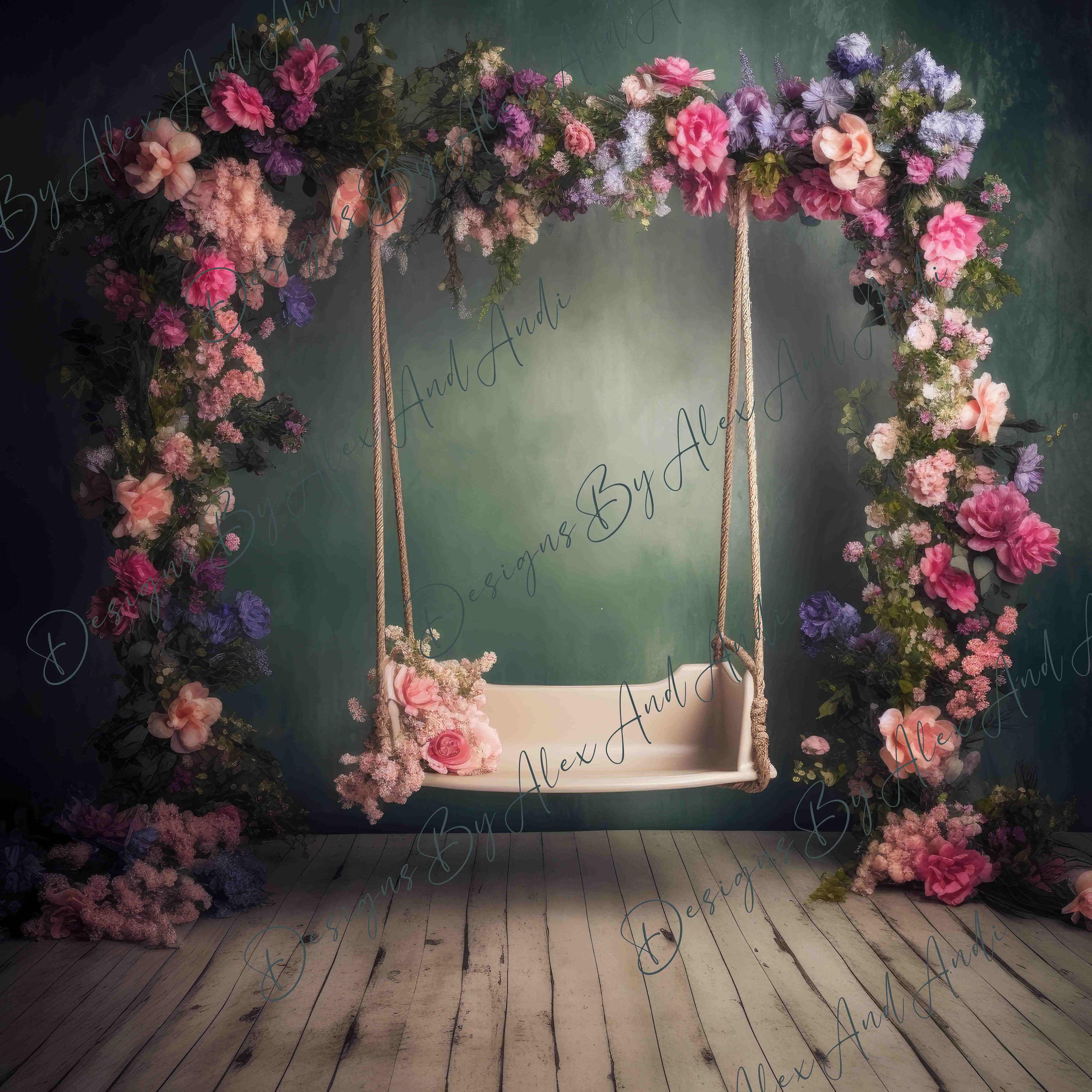 Floral Swing Backdrop Background Digital Photo Shoot Studio Birthday ...