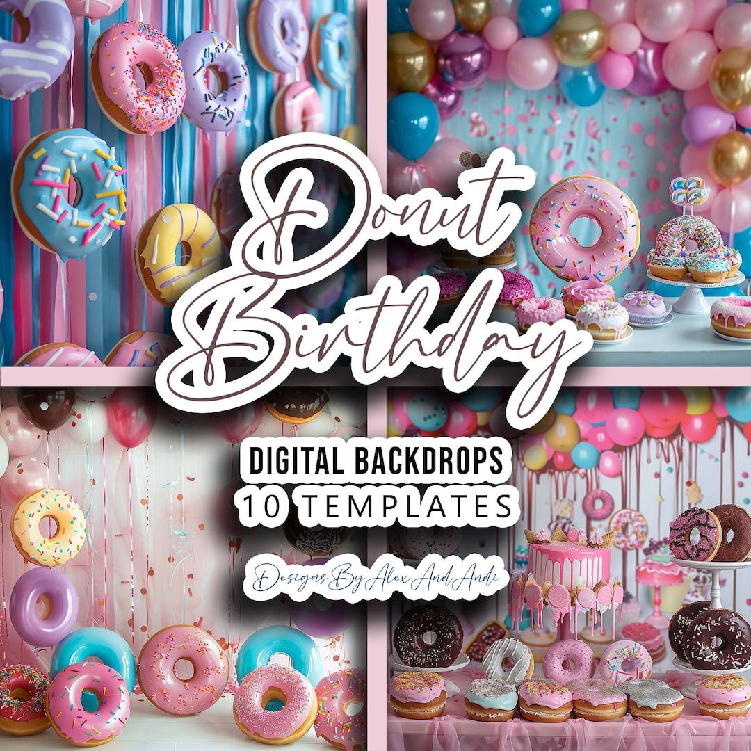 Donut Birthday Back Drop Donuts Sweets Photo Shoot Colorful Backdrop ...