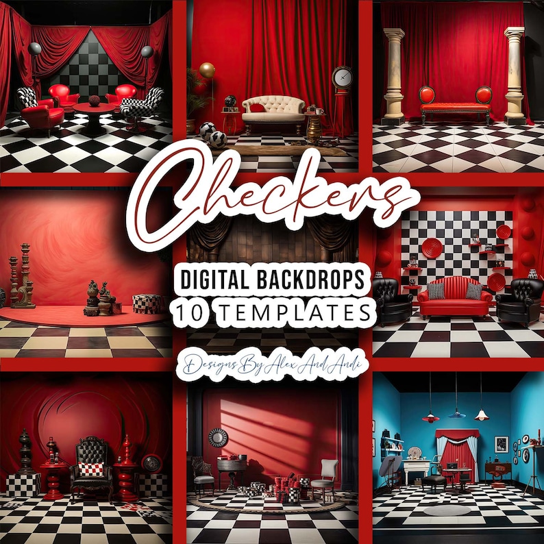 Checkers Backdrop Background Digital Birthday Child Photo Shoot Picture ...