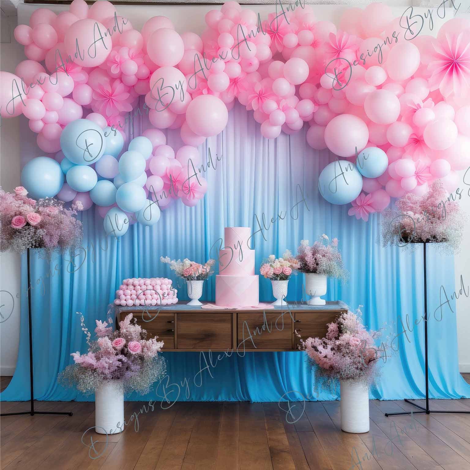 Gender Reveal Party Digital Backdrop Overlay Background Wedding ...