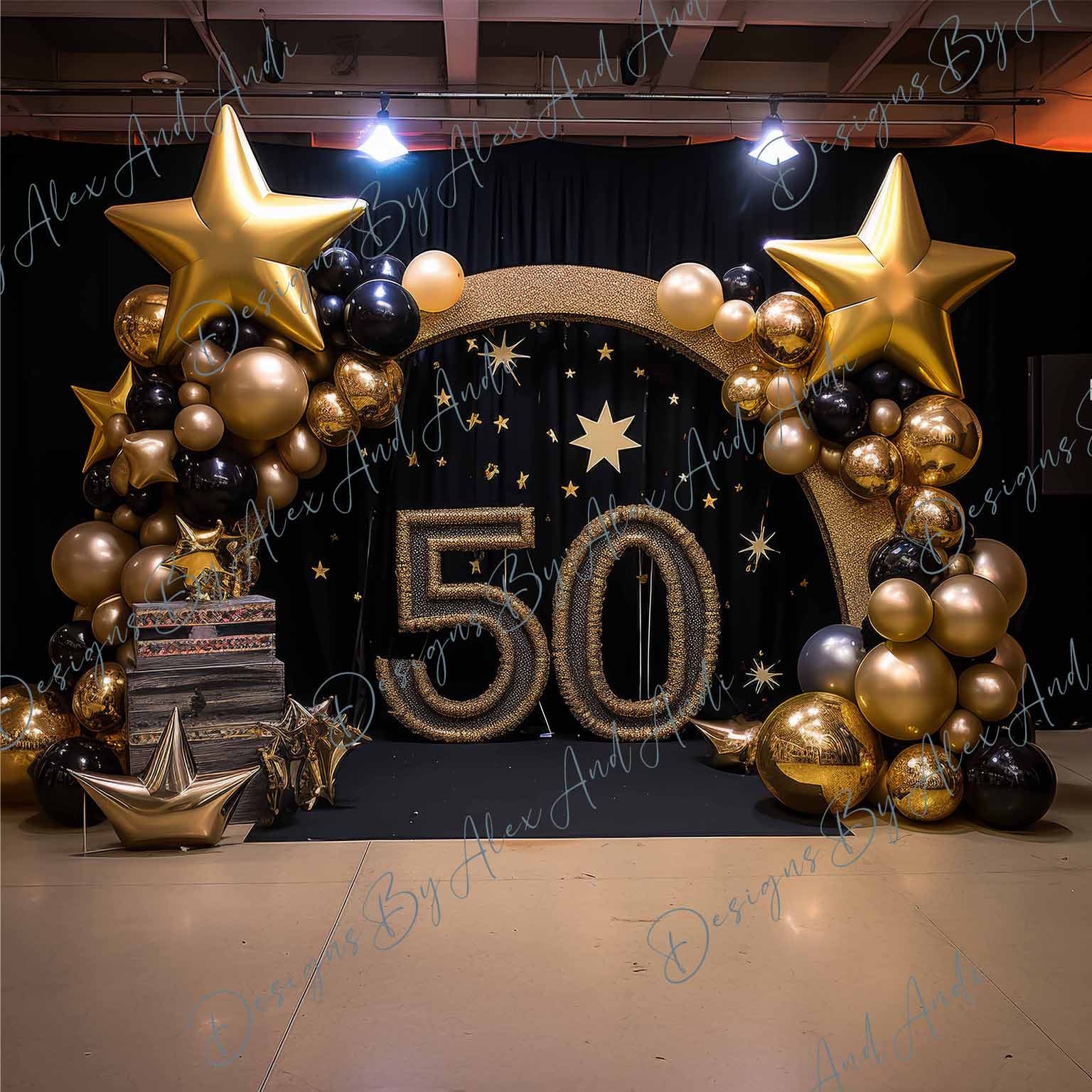 50th Birthday Digital Backdrop Overlay Background Event Photo Shoot ...
