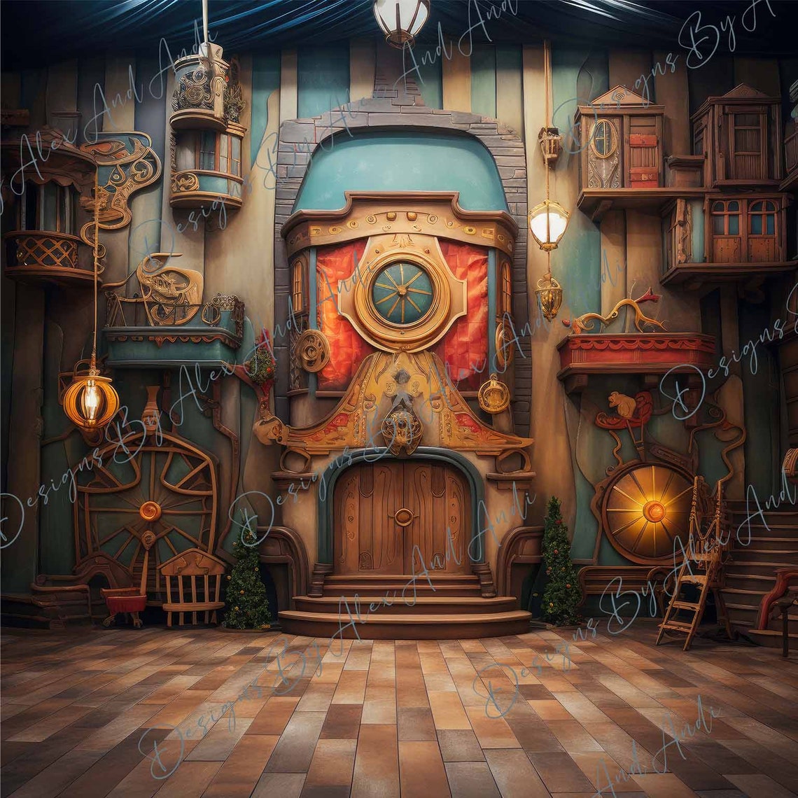 Elf Toy Factory Digital Backdrop Overlay Background Photo Picture ...