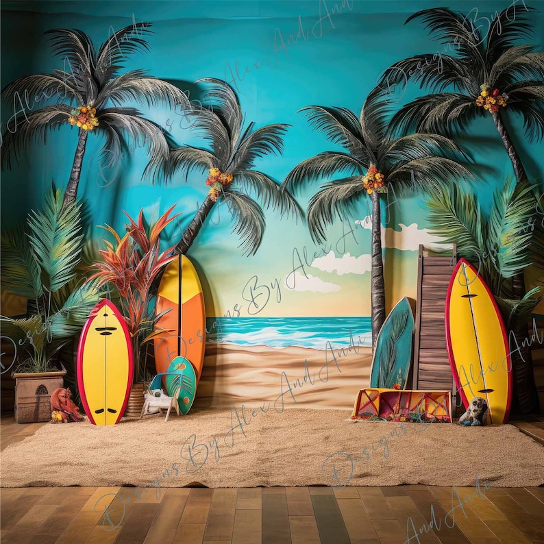 Beach Party Backdrop Background Digital Birthday Child Photo Shoot ...