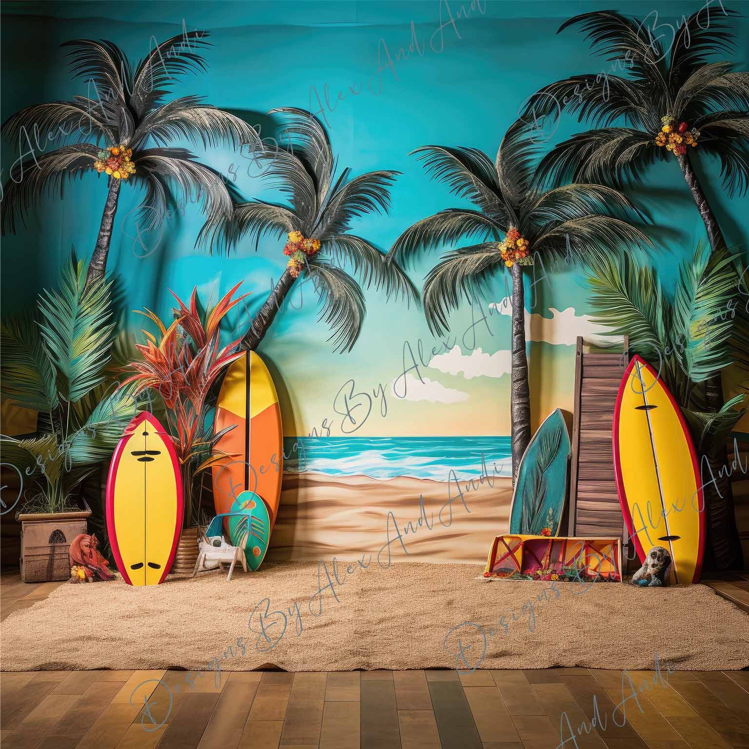 Beach Party Backdrop Background Digital Birthday Child Photo Shoot ...