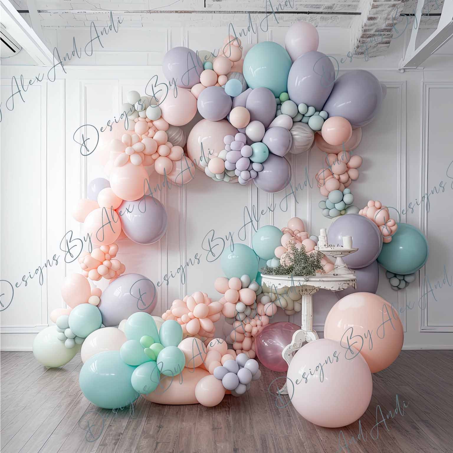 Pastel Balloon Backdrop Background Digital Photo Shoot Studio Picture ...