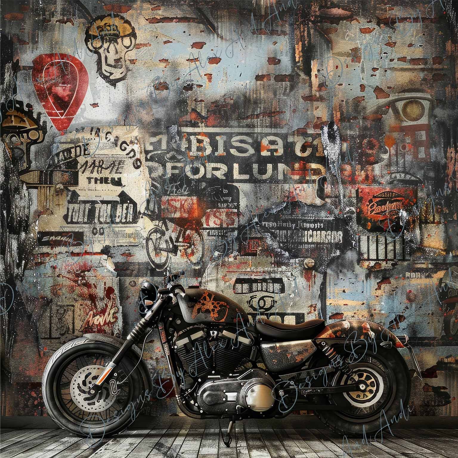 Motorcycle Digital Backdrop Overlay Wedding Background Event Photo ...