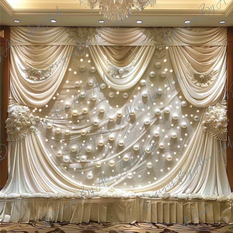 Pearl Room Digital Background Backdrop Wedding Bridal Overlay Party ...