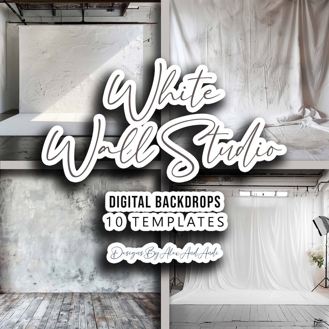 White Wall Studio Photo White Wedding Photo Shoot Wall Overlay Bridal ...