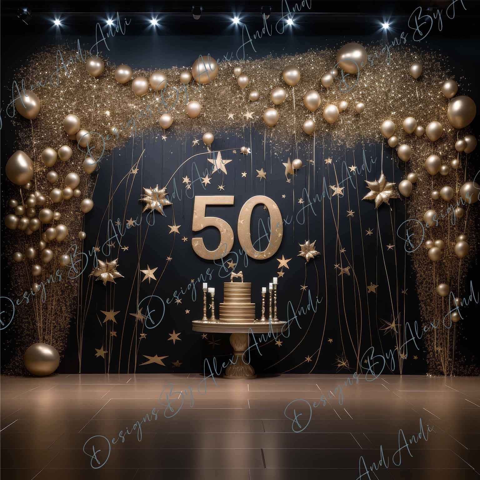 50th Birthday Digital Backdrop Overlay Background Event Photo Shoot ...