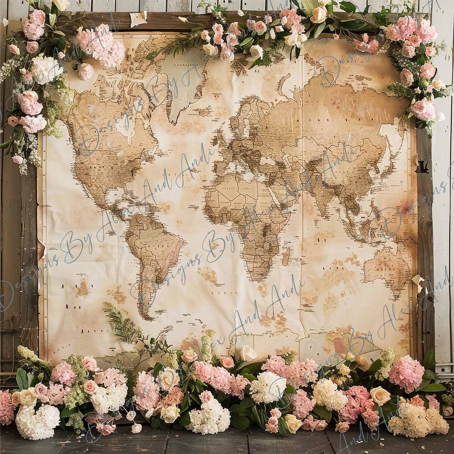 World Map Wedding Digital Backdrop Overlay Background Wedding Photo ...