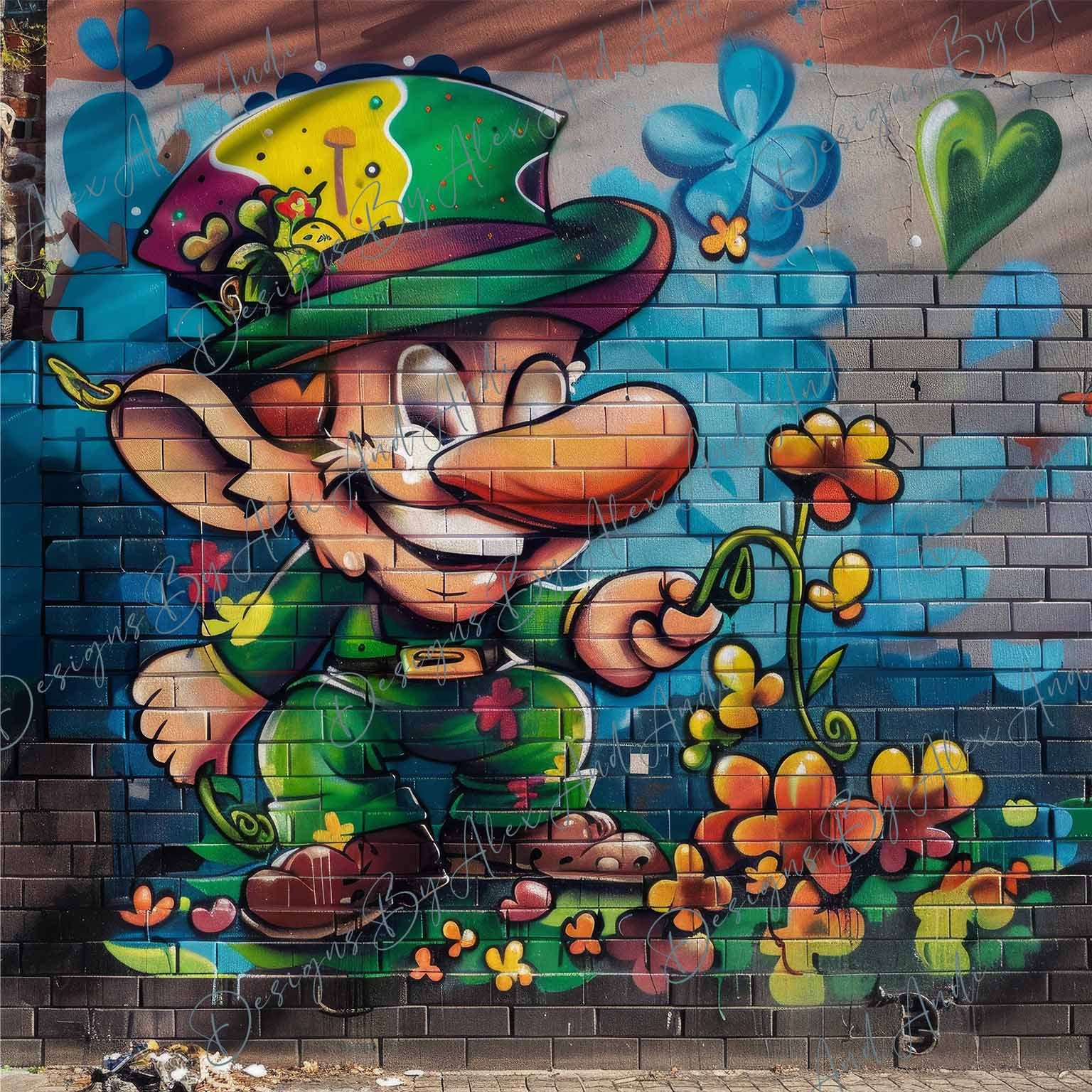 Lucky Charm Graffiti Wall Digital Background Backdrop Overlay Party ...