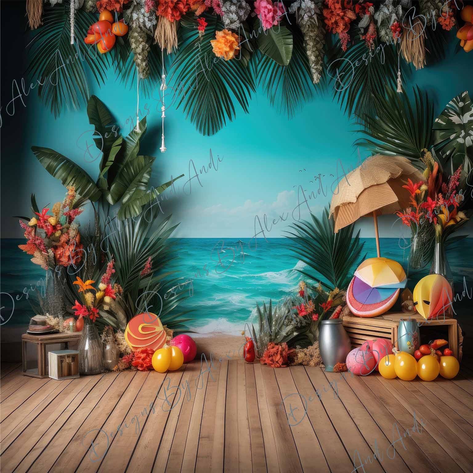 Beach Prop Backdrop Background Digital Birthday Child Photo Shoot ...
