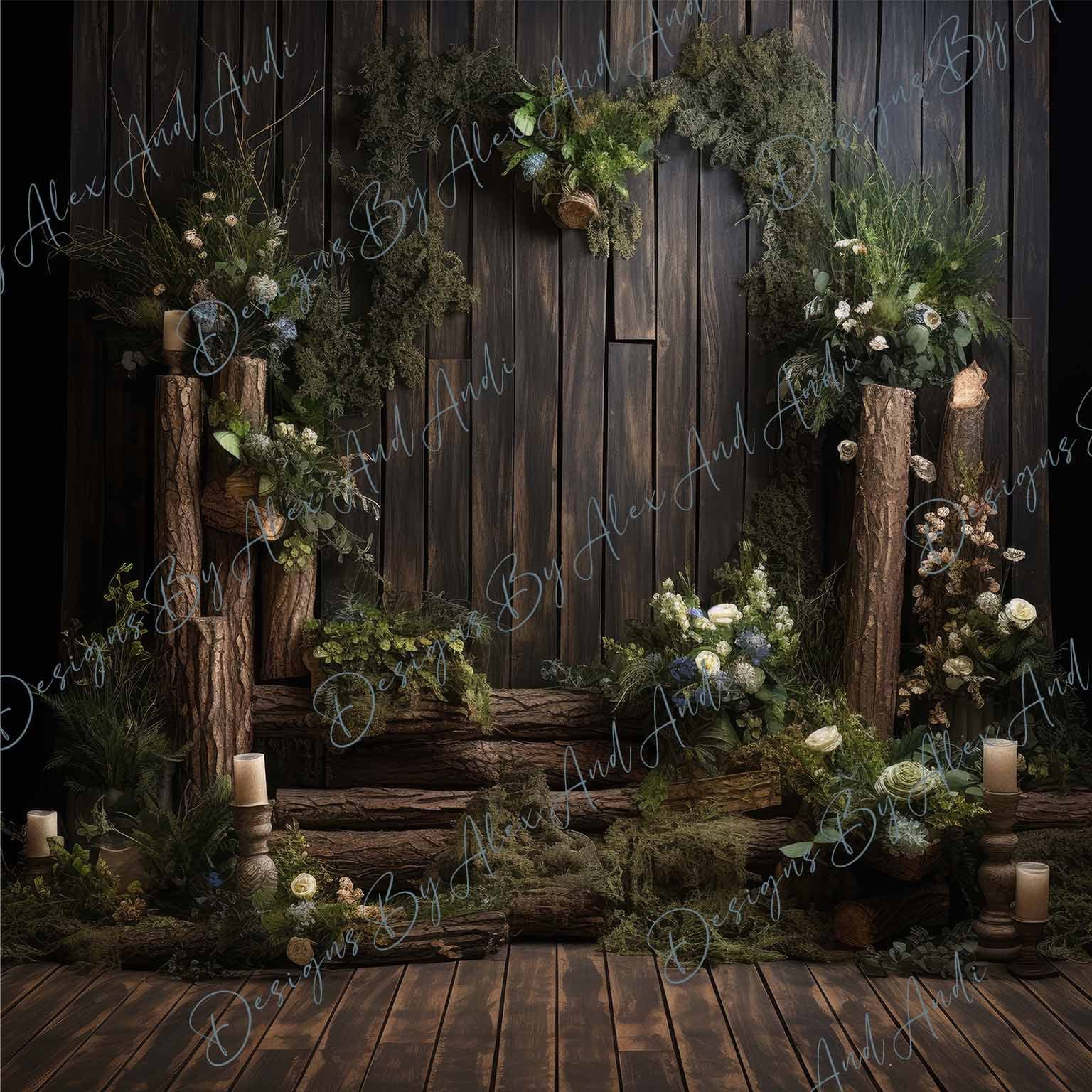 Wooden Forest Backdrop Background Digital Child Sweet 16 Photo Shoot ...
