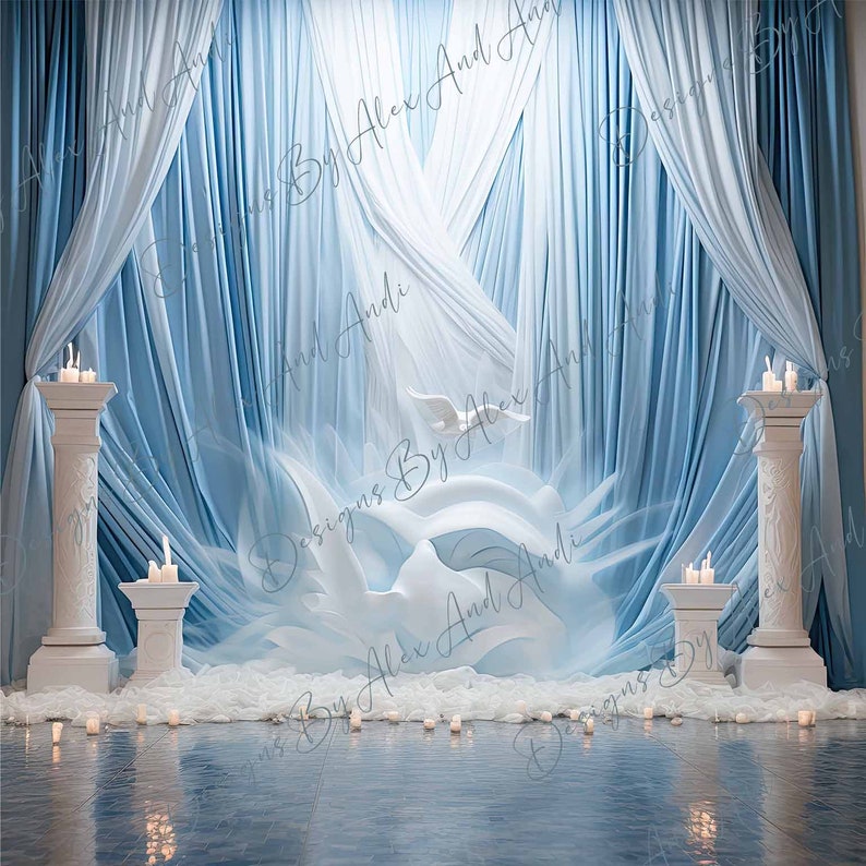 Baptism Tub Digital Backdrop Overlay Background Wedding Birthday Child ...