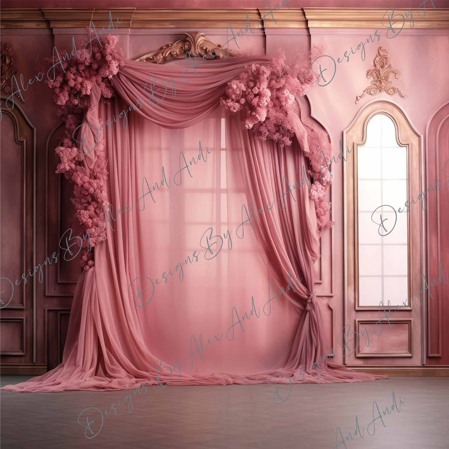 Pink Photo Studio Digital Backdrop Overlay Wedding Sweet 16 Background ...