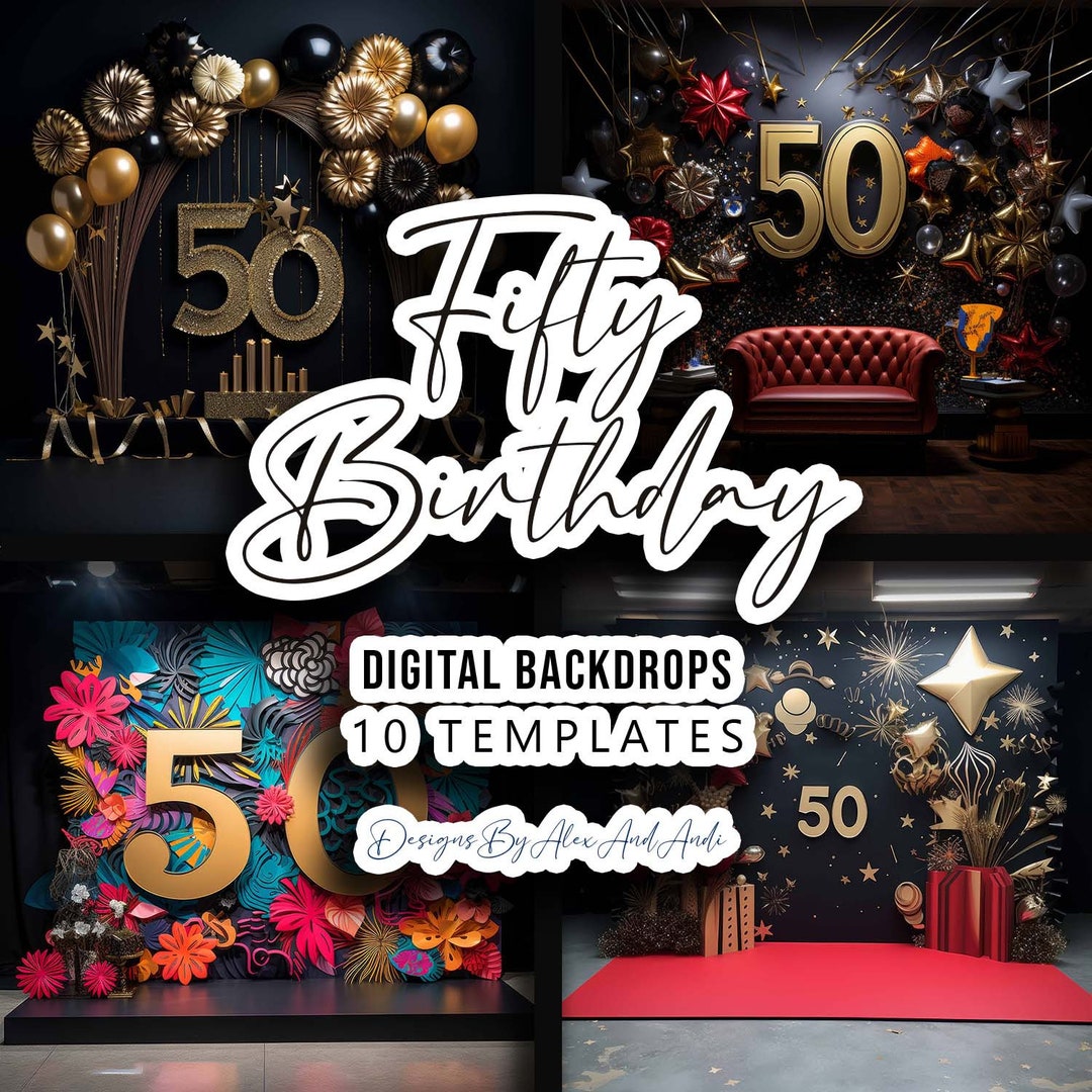 Fifty Birthday Digital Backdrop Overlay Background Photo Shoot Picture ...