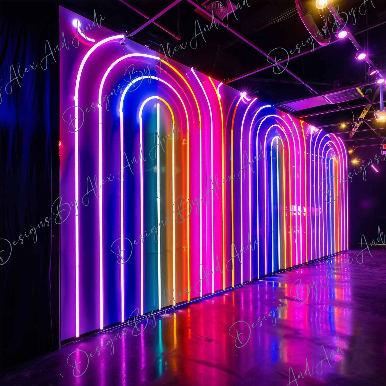 Disco Neon Digital Backdrop Groovy Overlay Dance Photo Shoot Picture ...