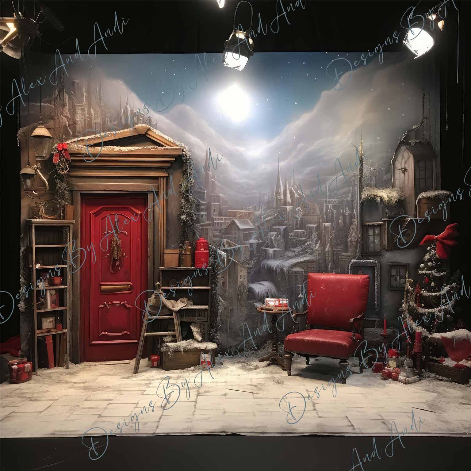 North Pole Workshop Digital Backdrop Overlay Background Holiday Child ...