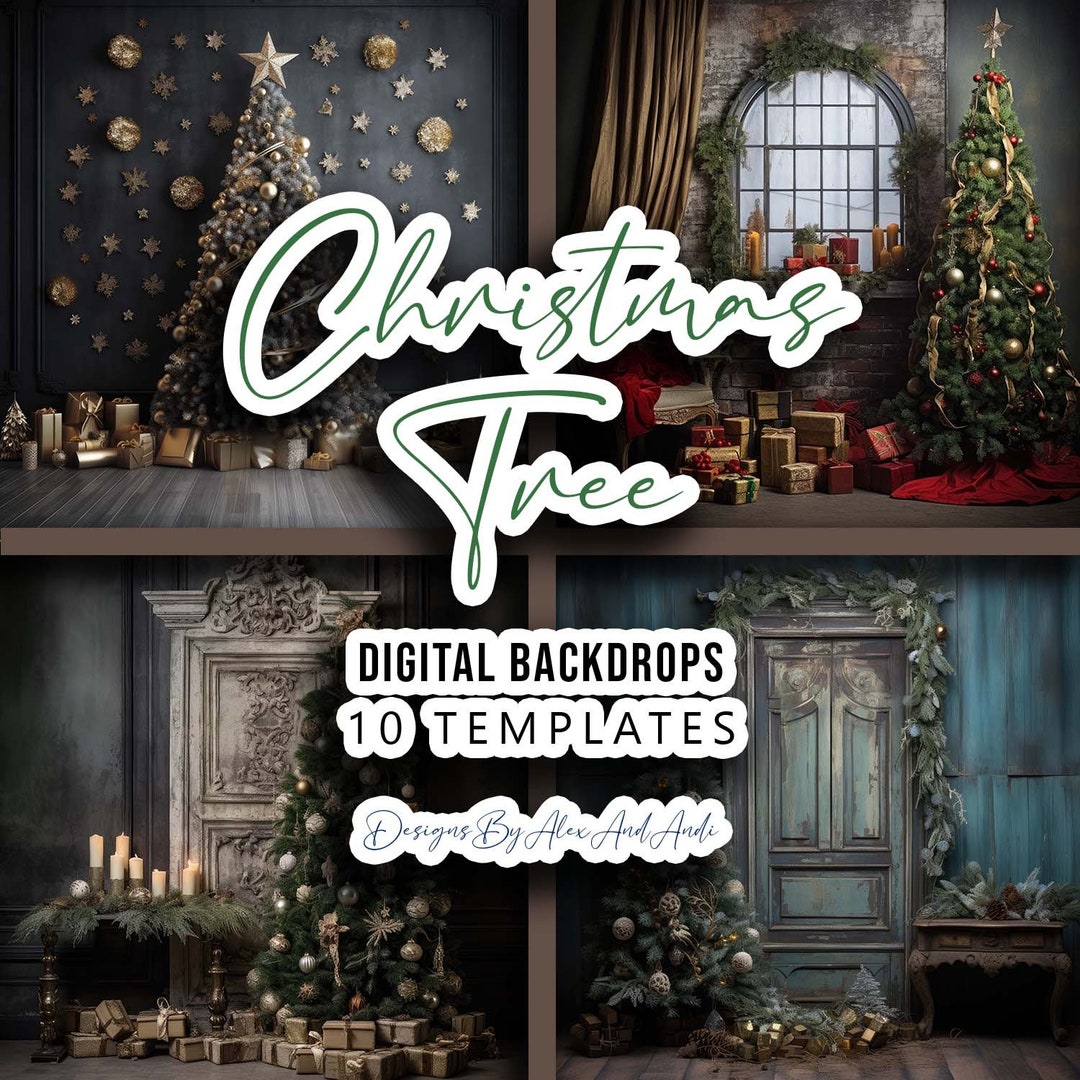 Christmas Tree Digital Backdrop Overlay Background Wedding Birthday ...