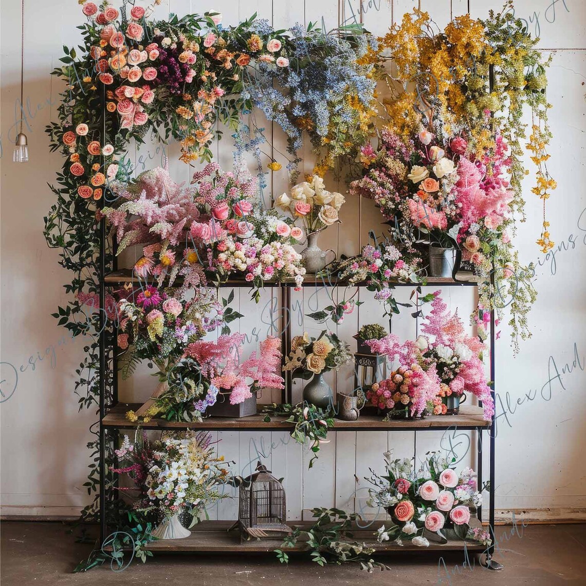 Shelf Floral Studio Back Drop Flowers Background Floral Photo Shelf ...