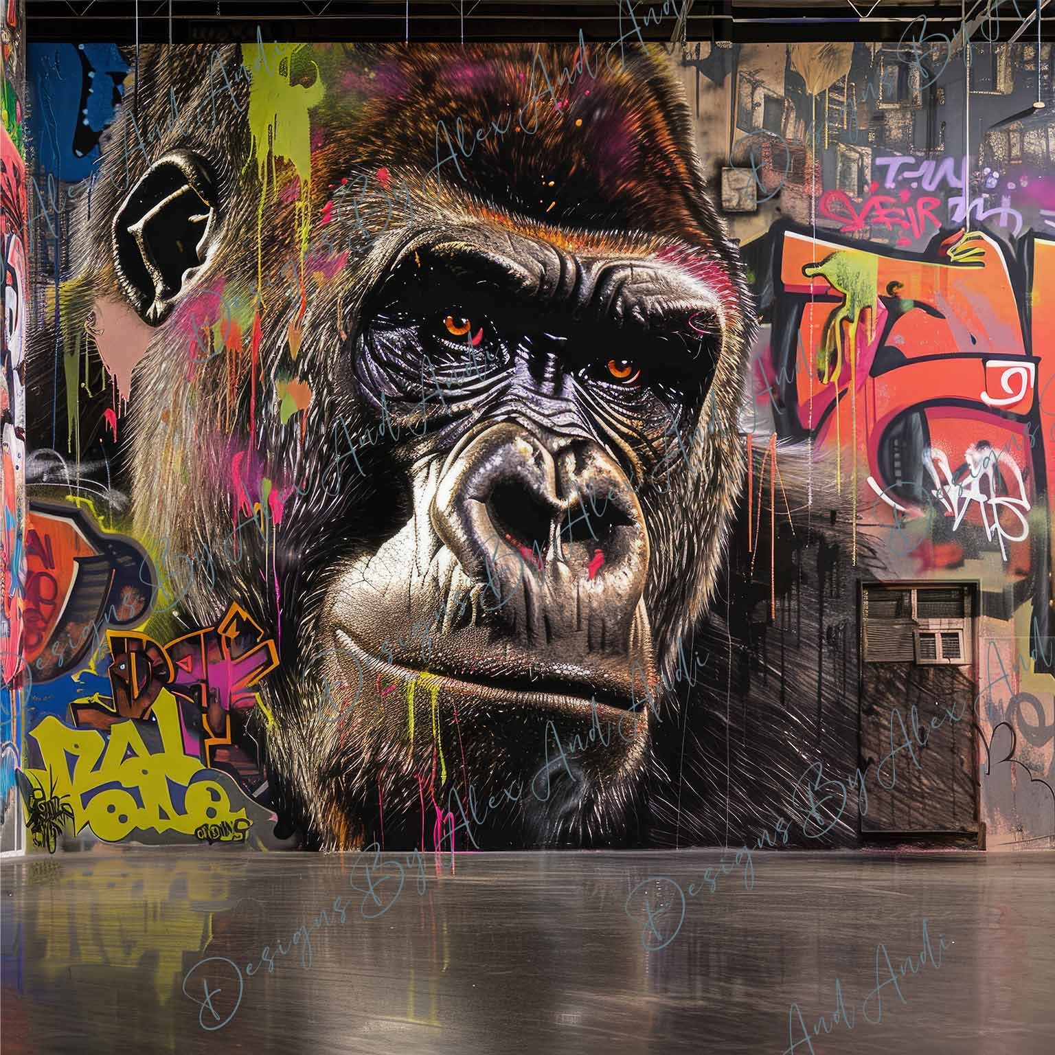 Gorilla Graffiti Digital Overlay Backdrop Background Event Photo ...