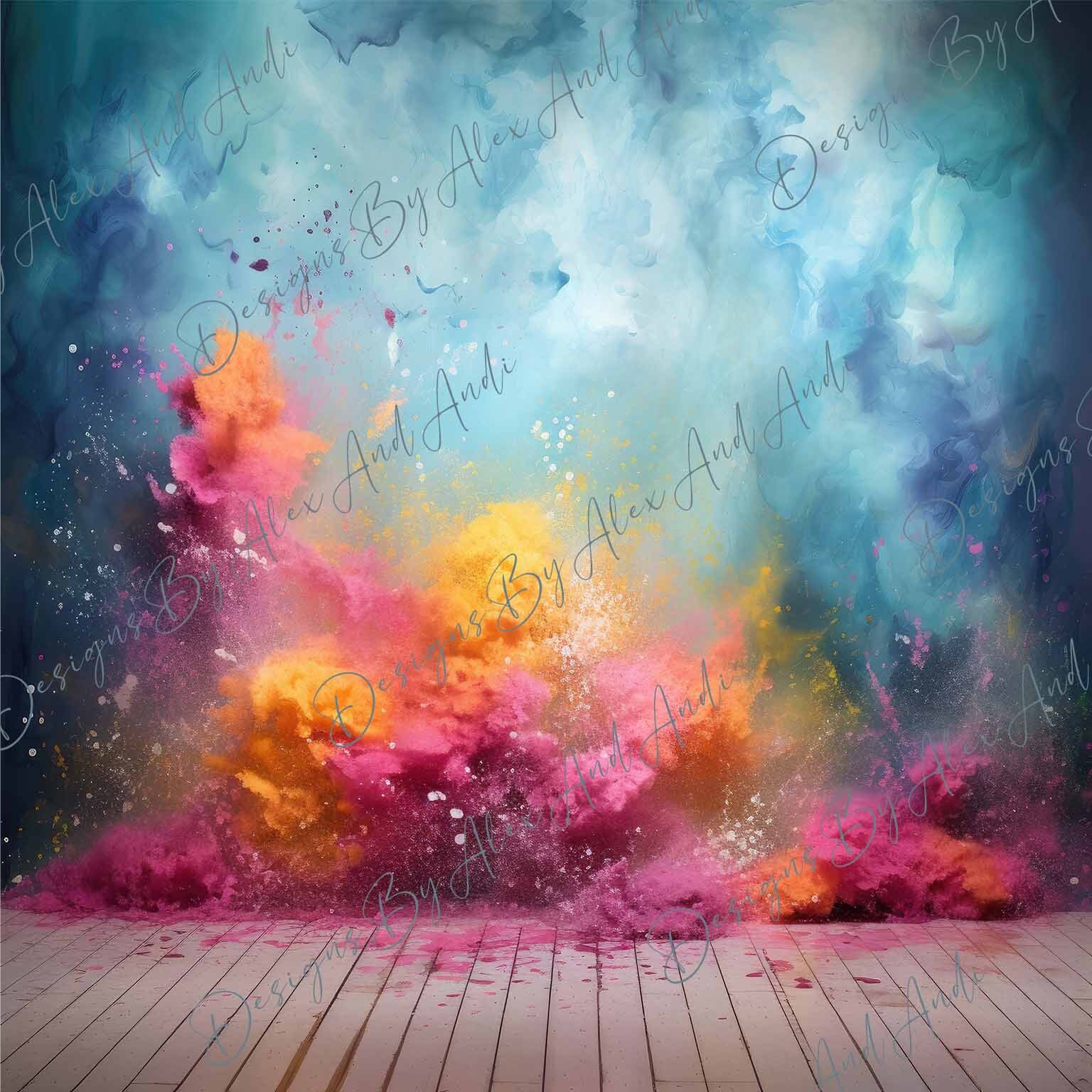 Paint Bomb Digital Backdrop Overlay Background Birthday Child - Etsy