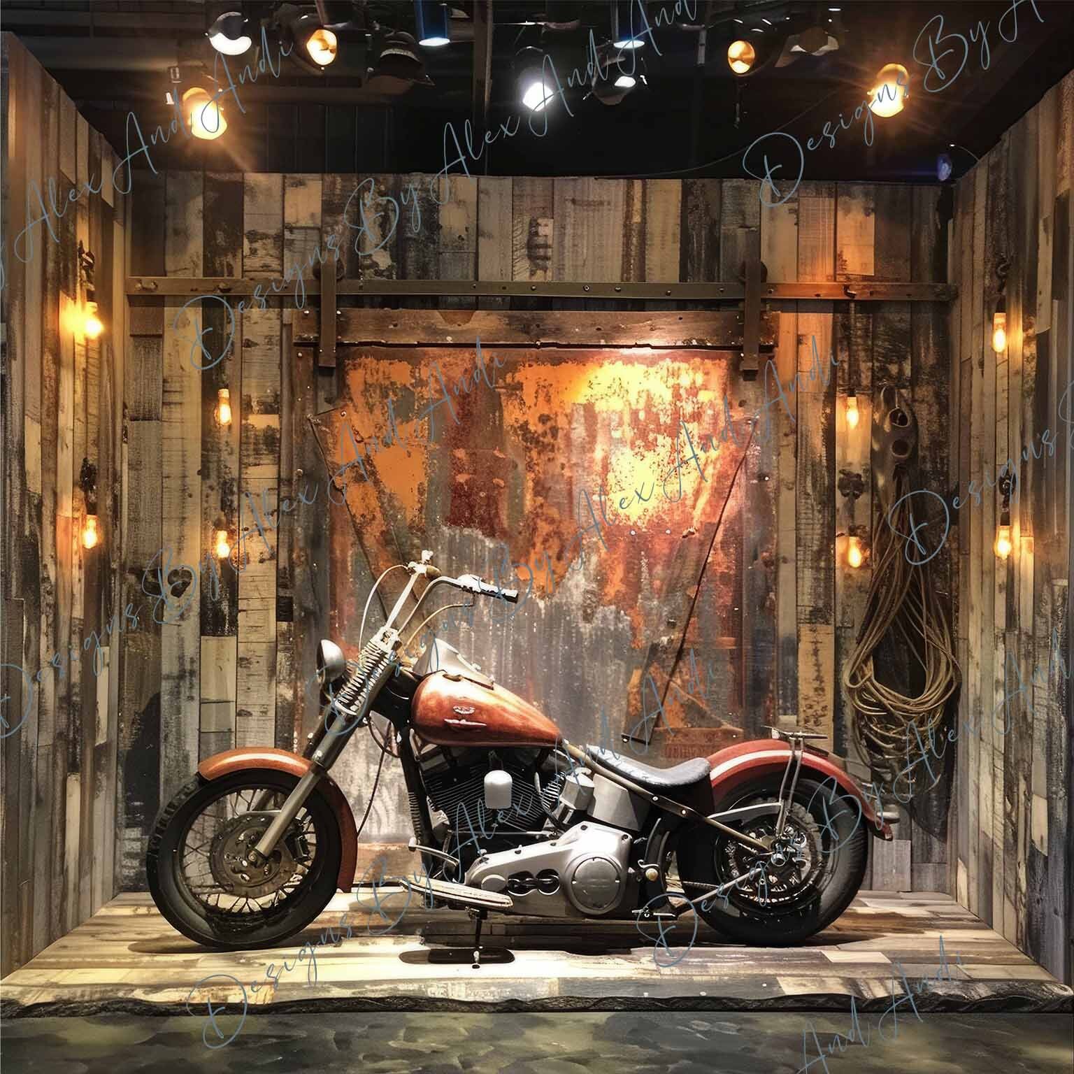 Rustic Motorcycle Digital Overlay Backdrop Background Party Wedding ...