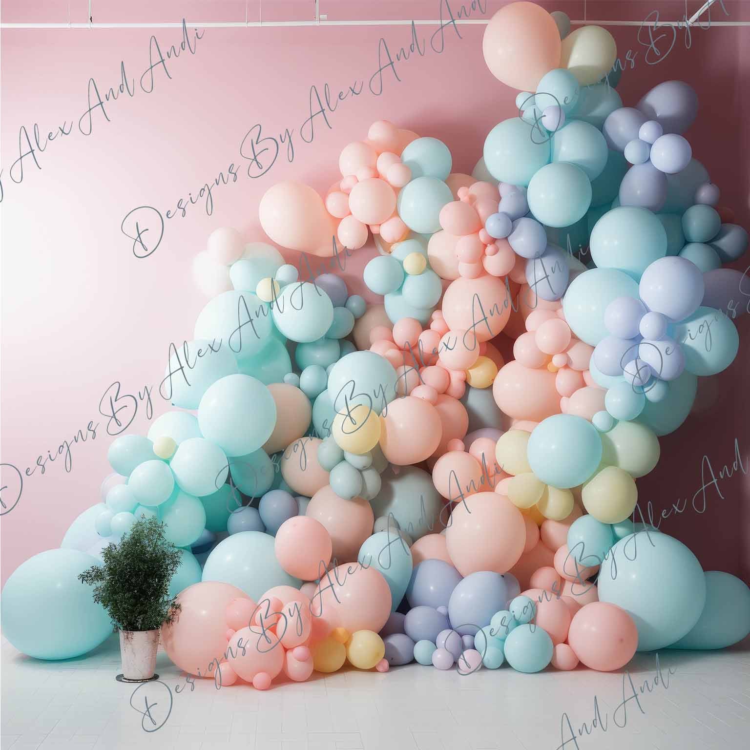 Pastel Balloon Backdrop Background Digital Photo Shoot Studio Picture ...