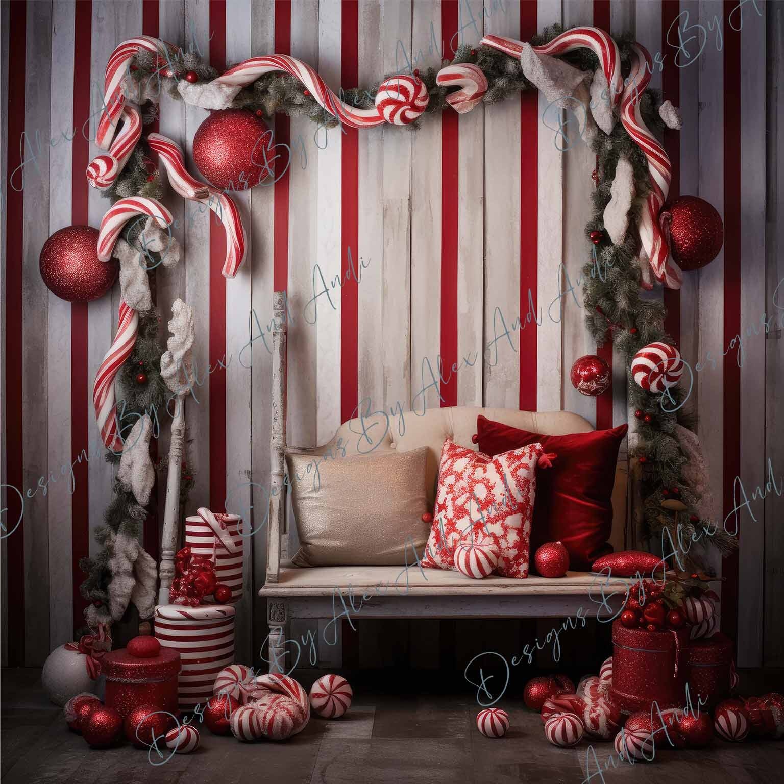 Candy Cane Studio Digital Backdrop Overlay Background Birthday Home ...