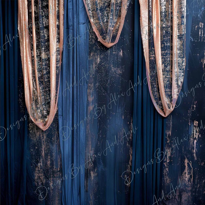 Navy Rose Gold Texture Photo Model Backdrop Booth Overlay Child Back ...