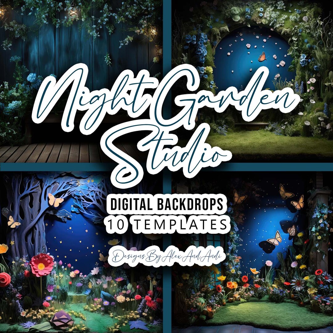 Night Garden Studio Digital Backdrop Overlay Background Photo Shoot ...