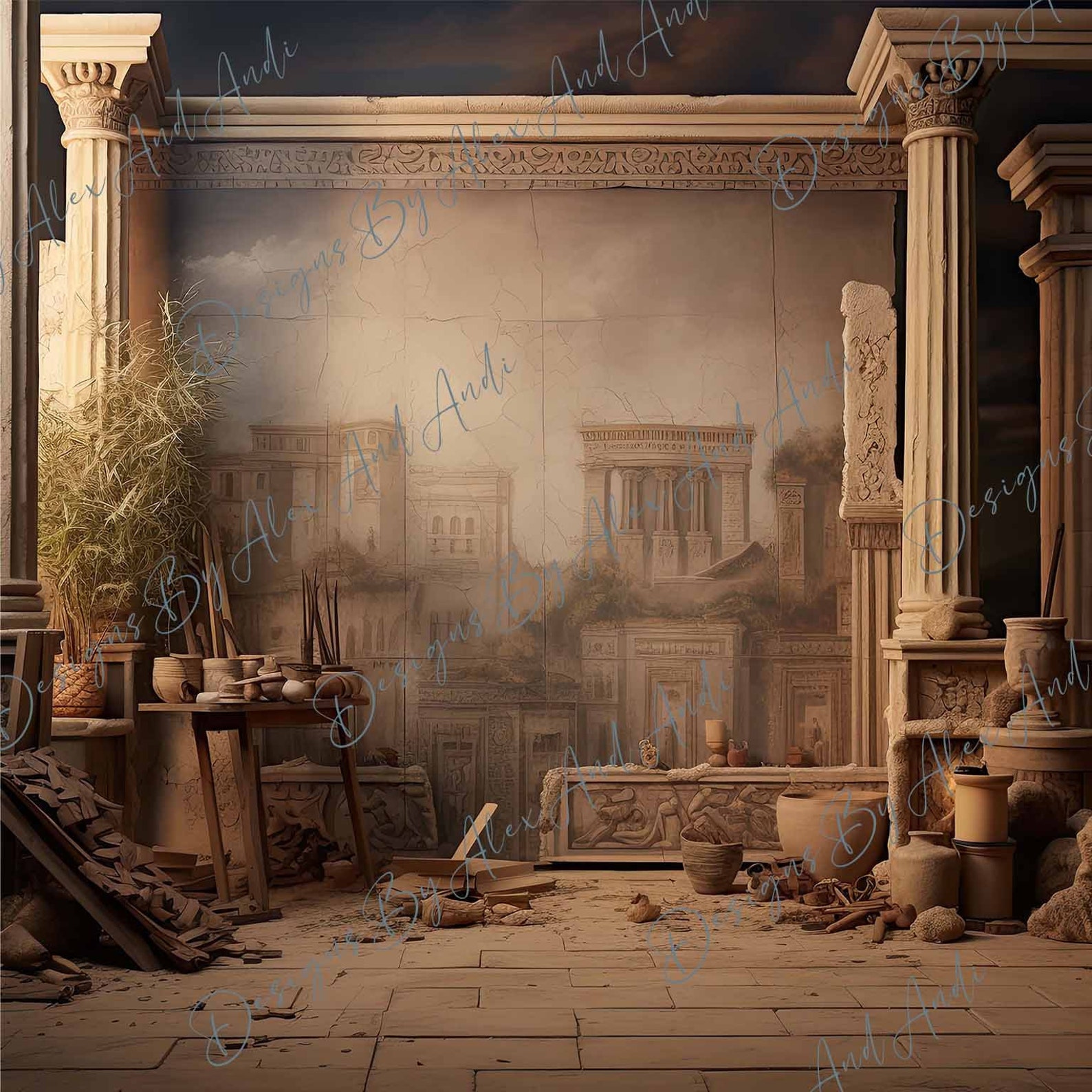 Ancient Greek Studio Digital Backdrop Overlay Wedding Sweet 16 ...