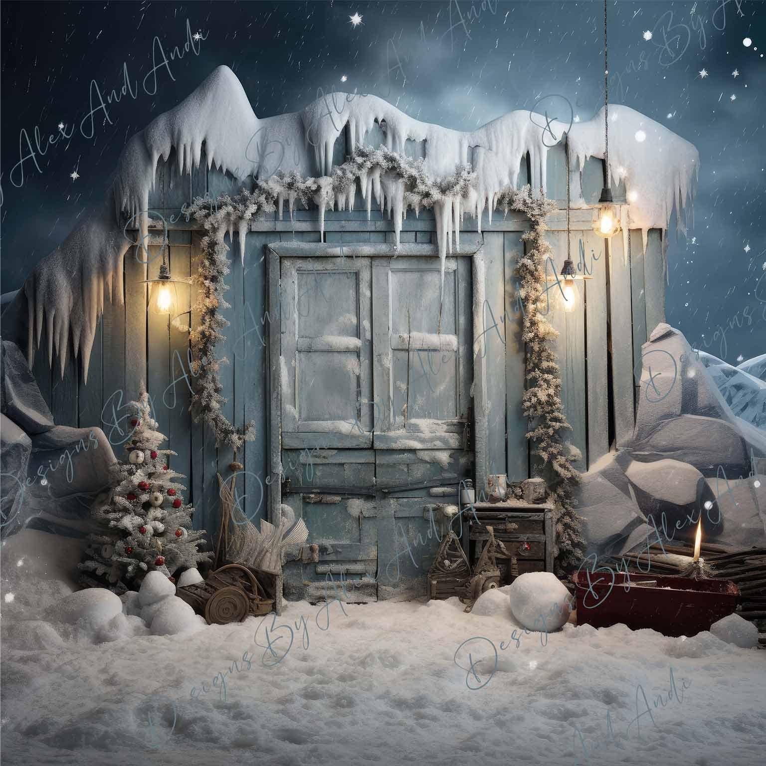 North Pole Studio Digital Backdrop Overlay Background Wedding Holiday ...