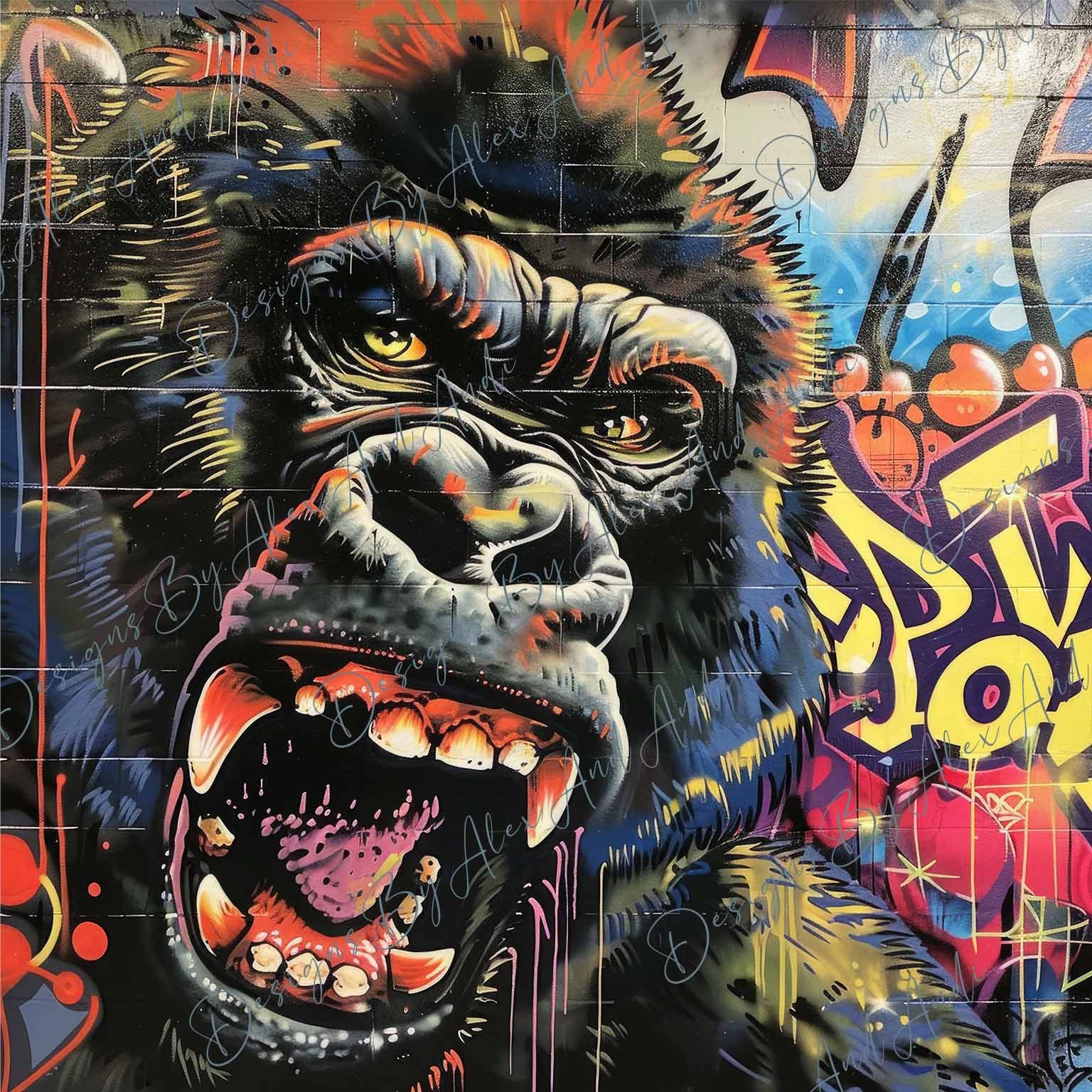 Gorilla Graffiti Digital Overlay Backdrop Background Event Photo ...