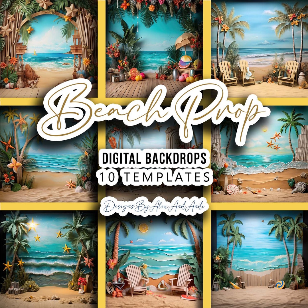 Beach Prop Backdrop Background Digital Birthday Child Photo Shoot ...