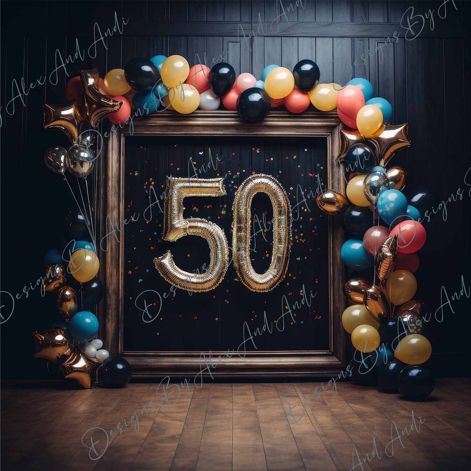 50th Birthday Digital Backdrop Overlay Background Event Photo Shoot ...